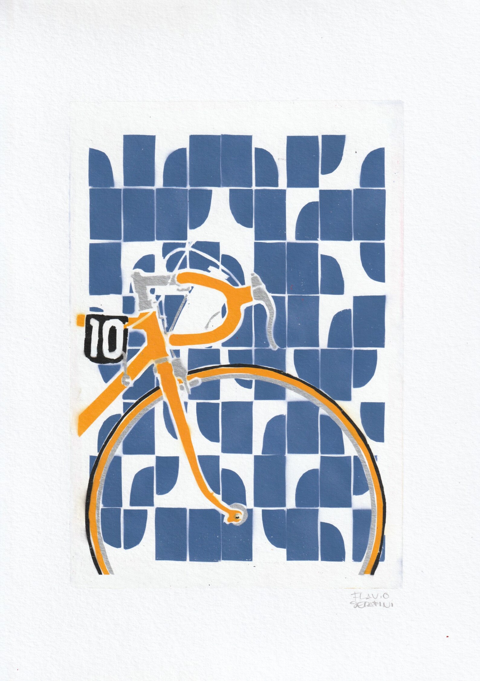 Bicycles Original Monoprint - Cycling Art - Vibrant Geometric ...