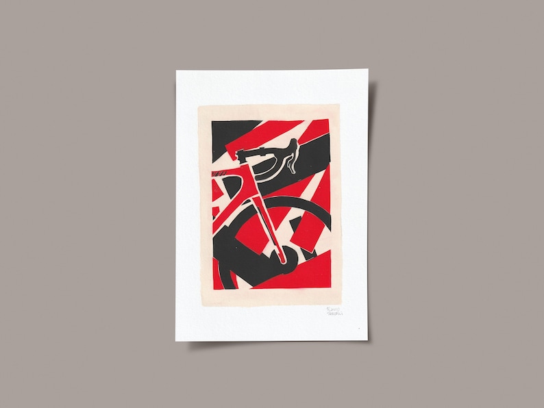 Bicycles Original Monoprint - Cycling Art - Vibrant Geometric ...