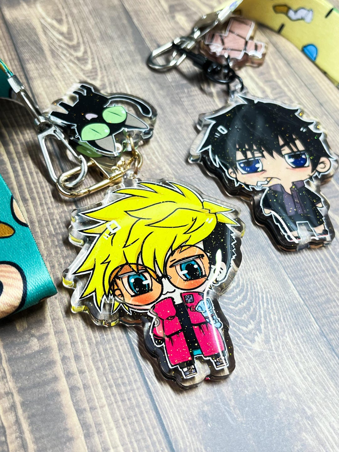 TRIGUN Wrist Lanyard Keychain Double-sided Acrylic Charm Vash Wolfwood ...
