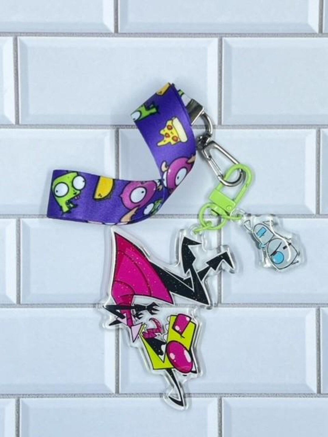 ALIEN RAGE Wrist Lanyard Keychain Double-sided Acrylic Charm Doom Green ...