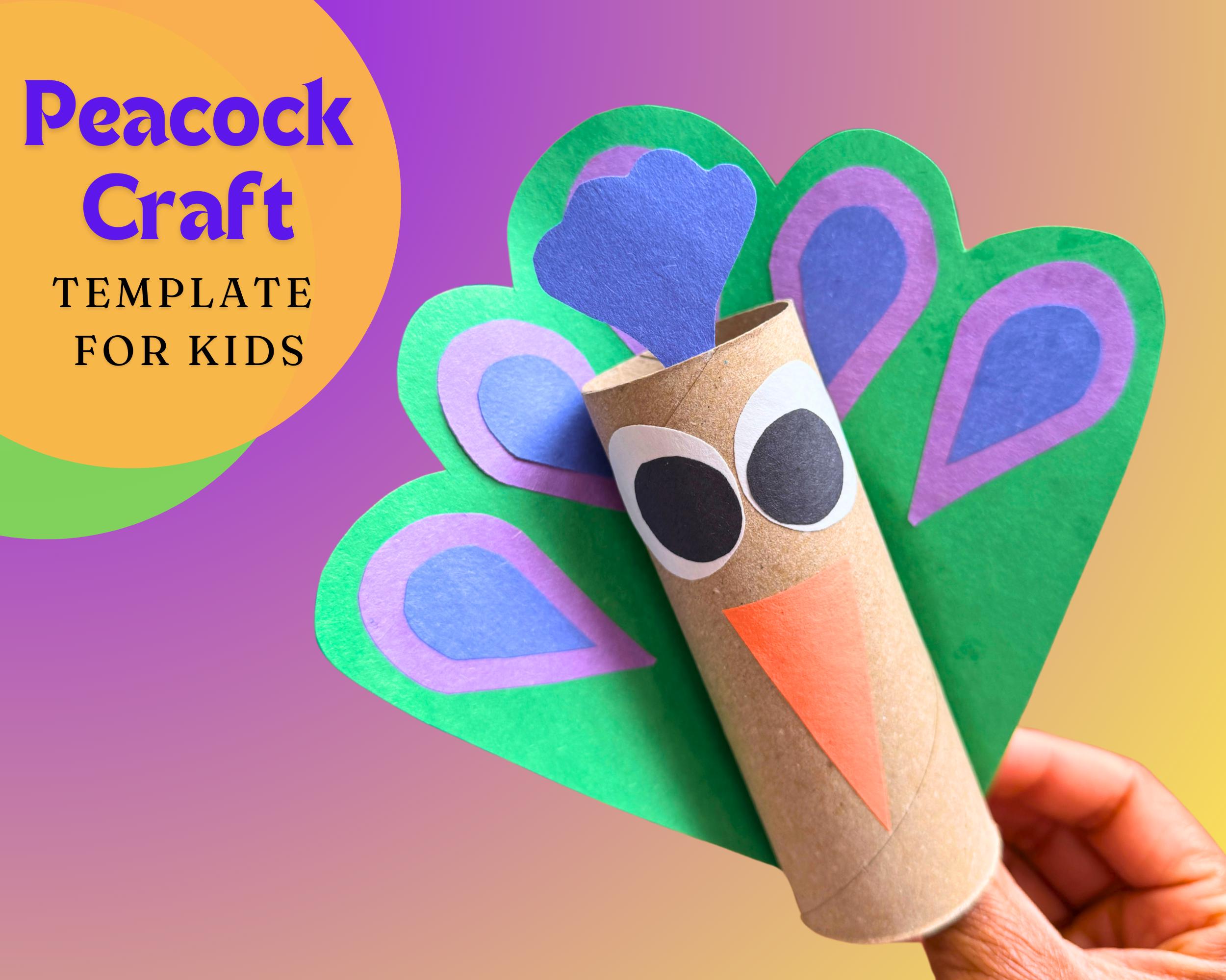 Peacock Craft Template, Tissue Roll Craft for Kids (printable PDF) - Etsy