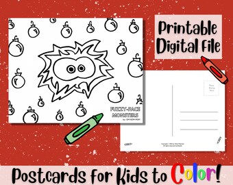 10 Printable Postcards for Kids to Color Cards From Kids | Etsy