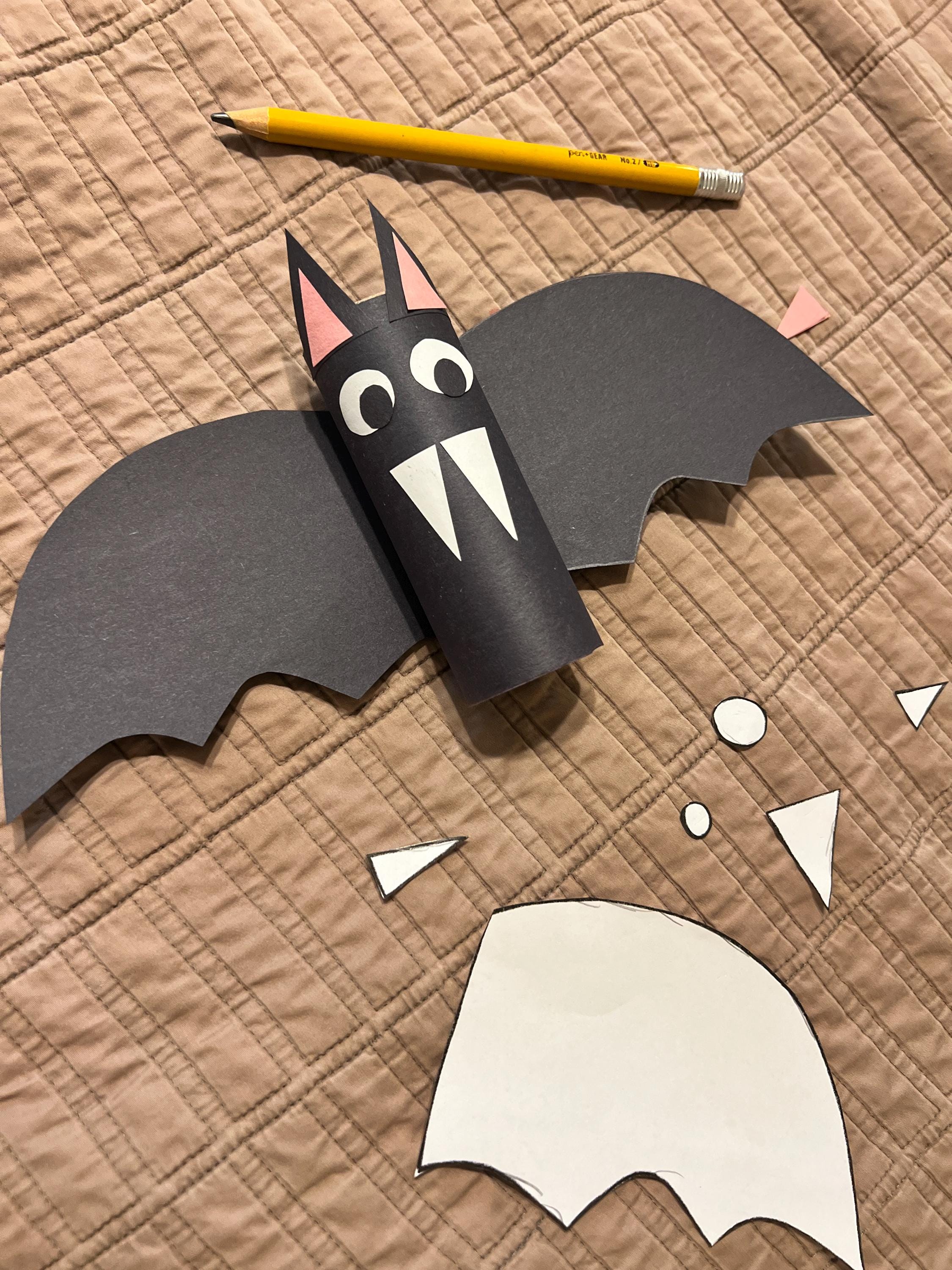 Bat Craft Template, Bat Tissue Roll Craft, Halloween Craft for Kids ...