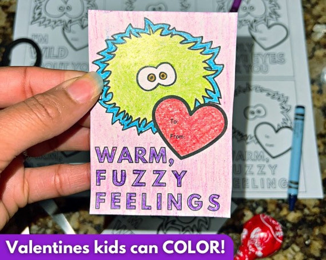 Printable Monster Valentines Day Cards for Kids to Color - Etsy