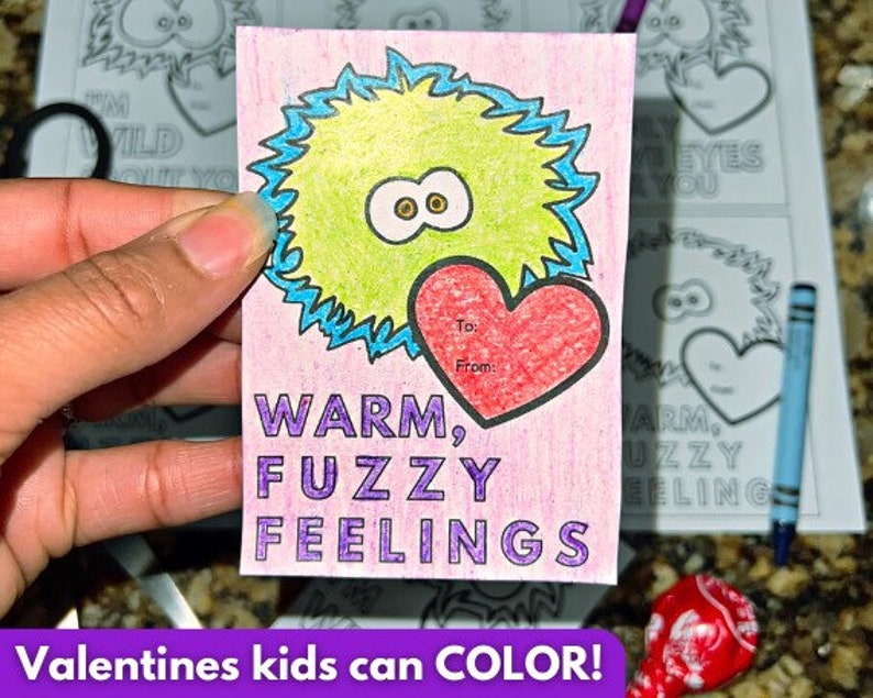 Printable Monster Valentines Day Cards for Kids to Color Classroom ...