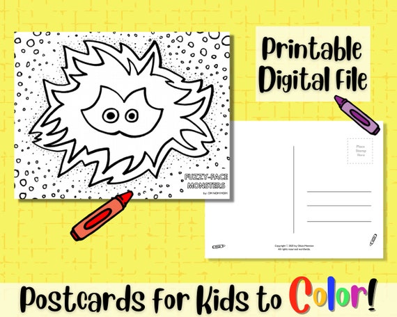 10 Printable Postcards for Kids to Color Cards From Kids | Etsy
