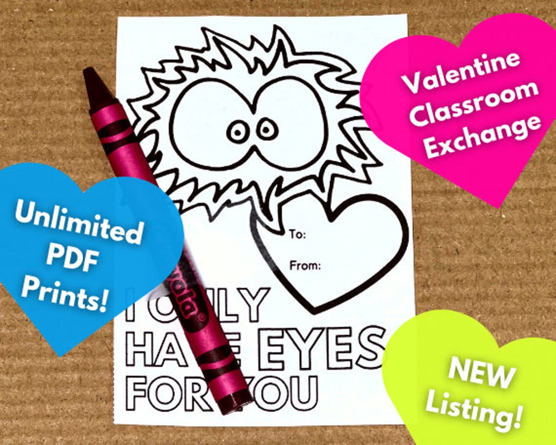 Printable Monster Valentines Day Cards for Kids to Color Classroom ...