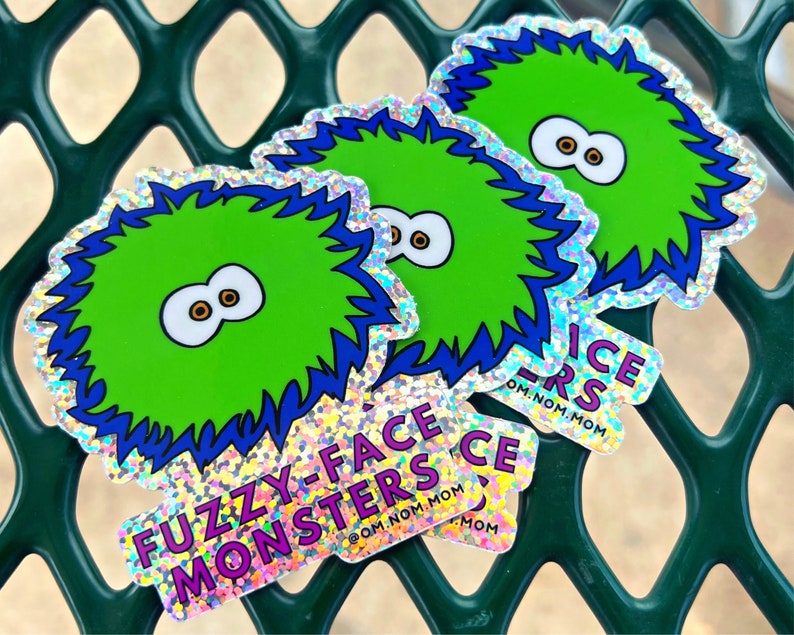Fuzzy-face Monsters Glitter Stickers, Waterproof Stickers - Etsy