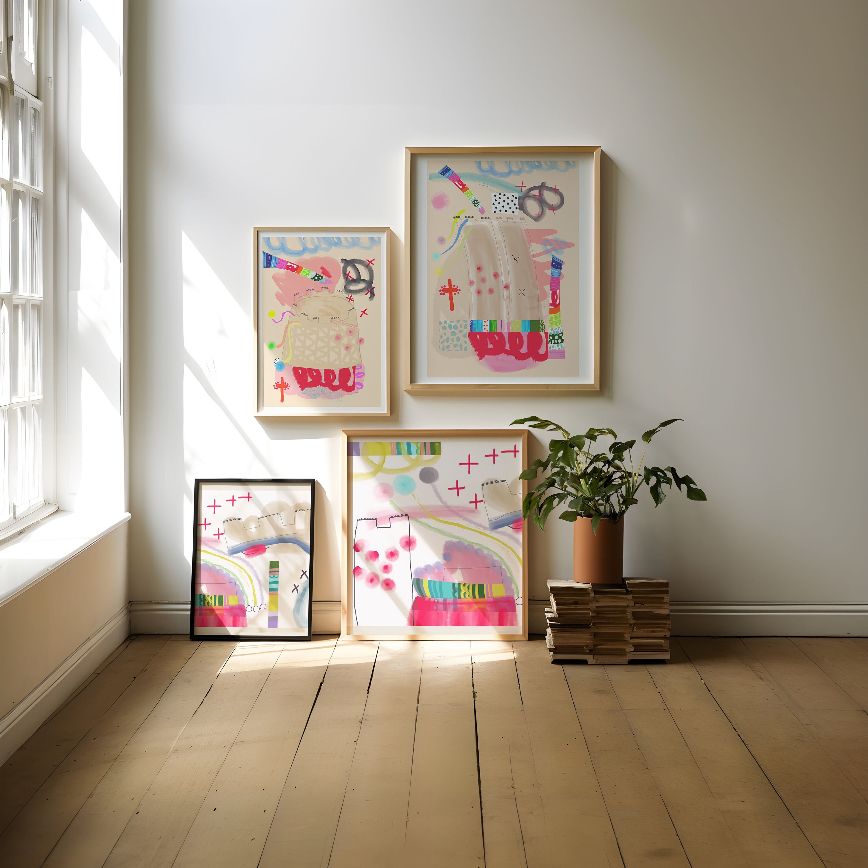 Sandcastle /castle/ Abstract Art /childrens Art/pink Art/kids Room Art ...