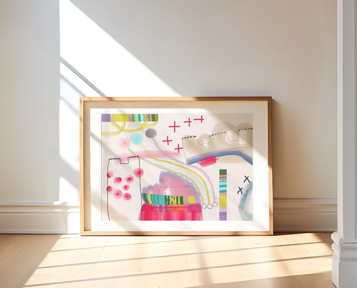Sandcastle /castle/ Abstract Art /childrens Art/pink Art/kids Room Art ...