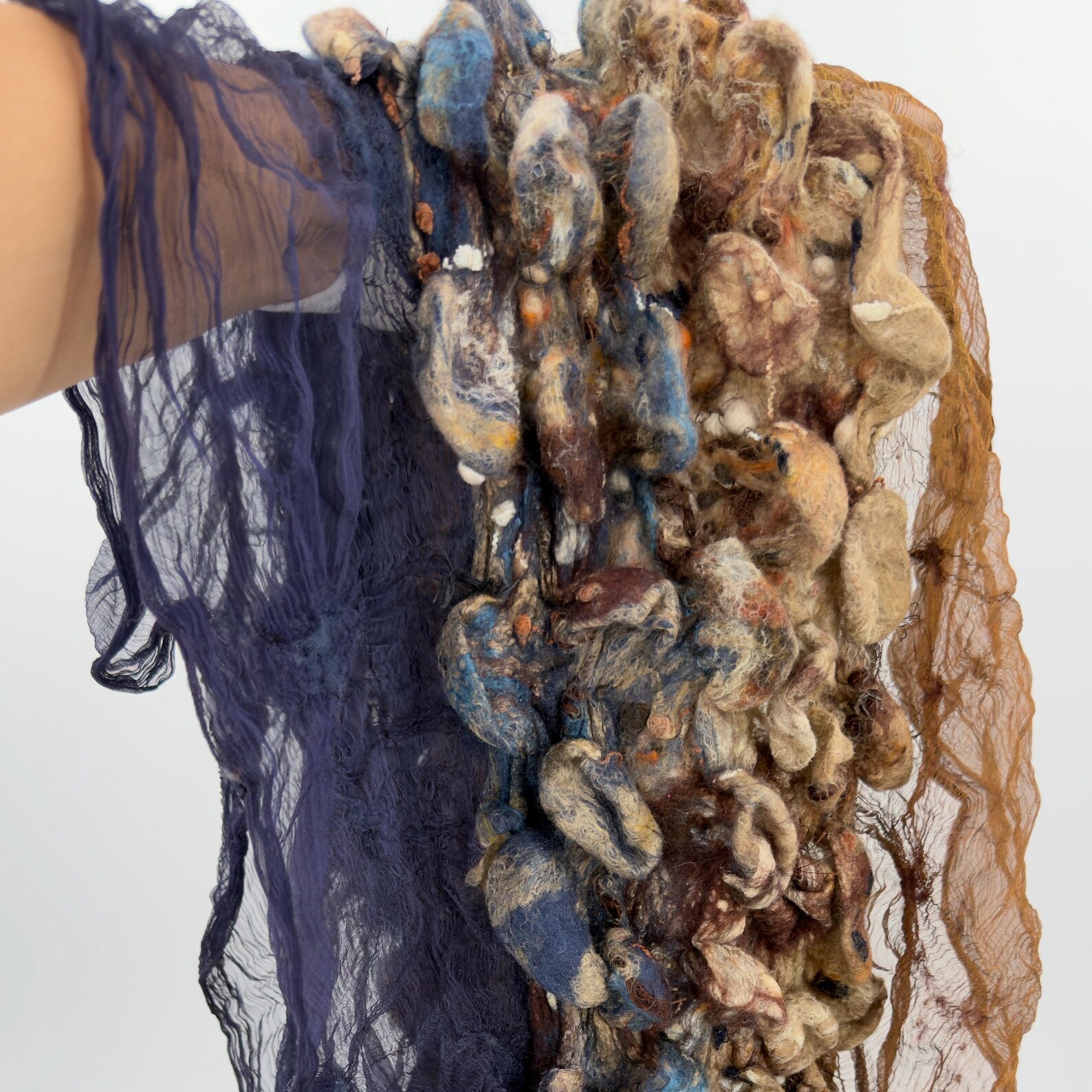 Artistic Silk and Merino Wool Scarf – Shibori & Nuno Felt Technique ...