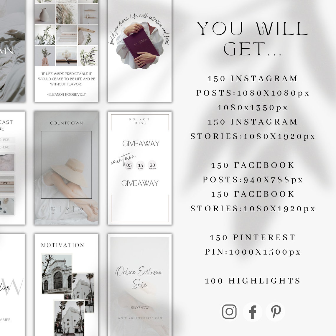 White Minimalist Instagram Templates: Social Media Posts (canva) - Etsy
