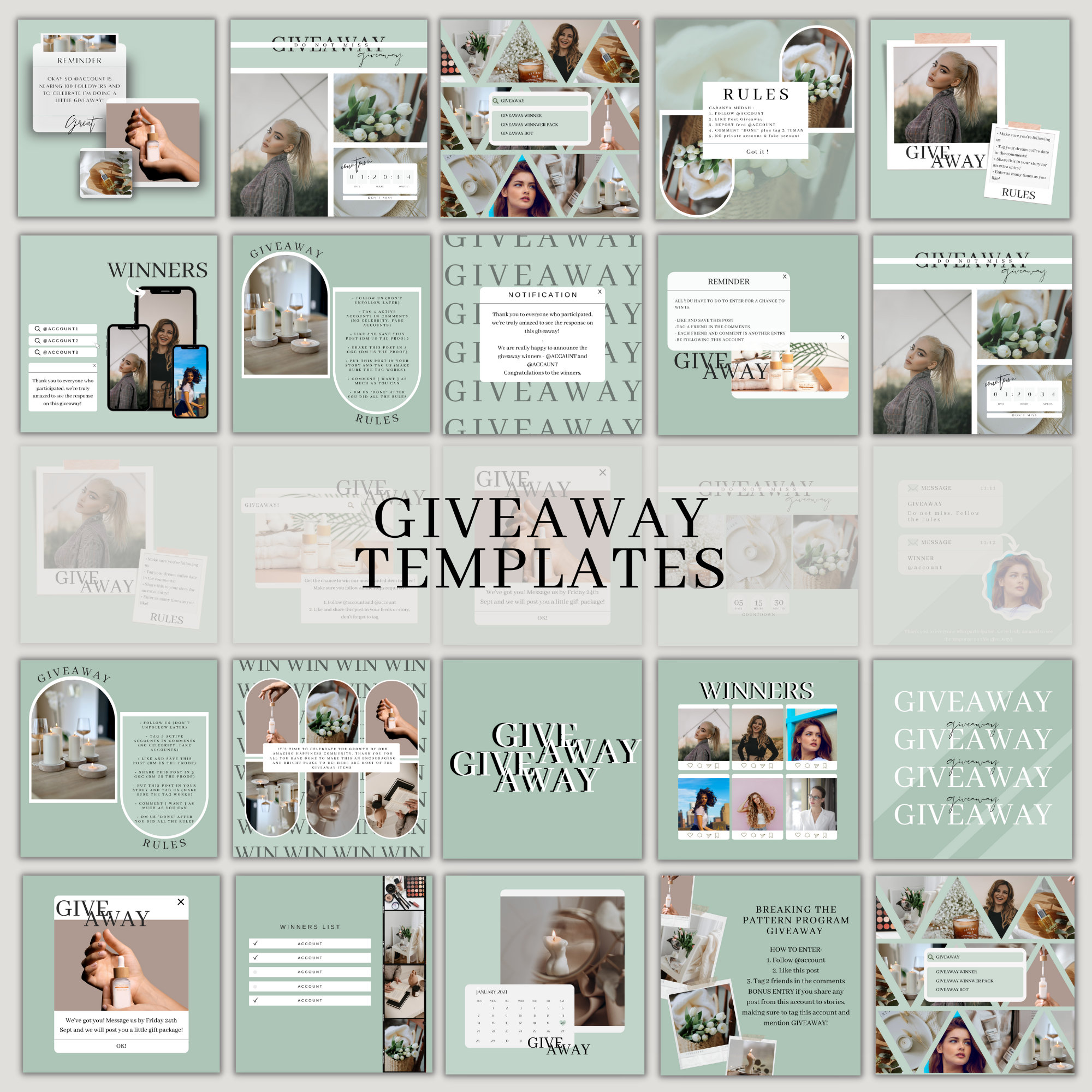 20 Instagram Giveaway Template Giveaway Post Instagram - Etsy