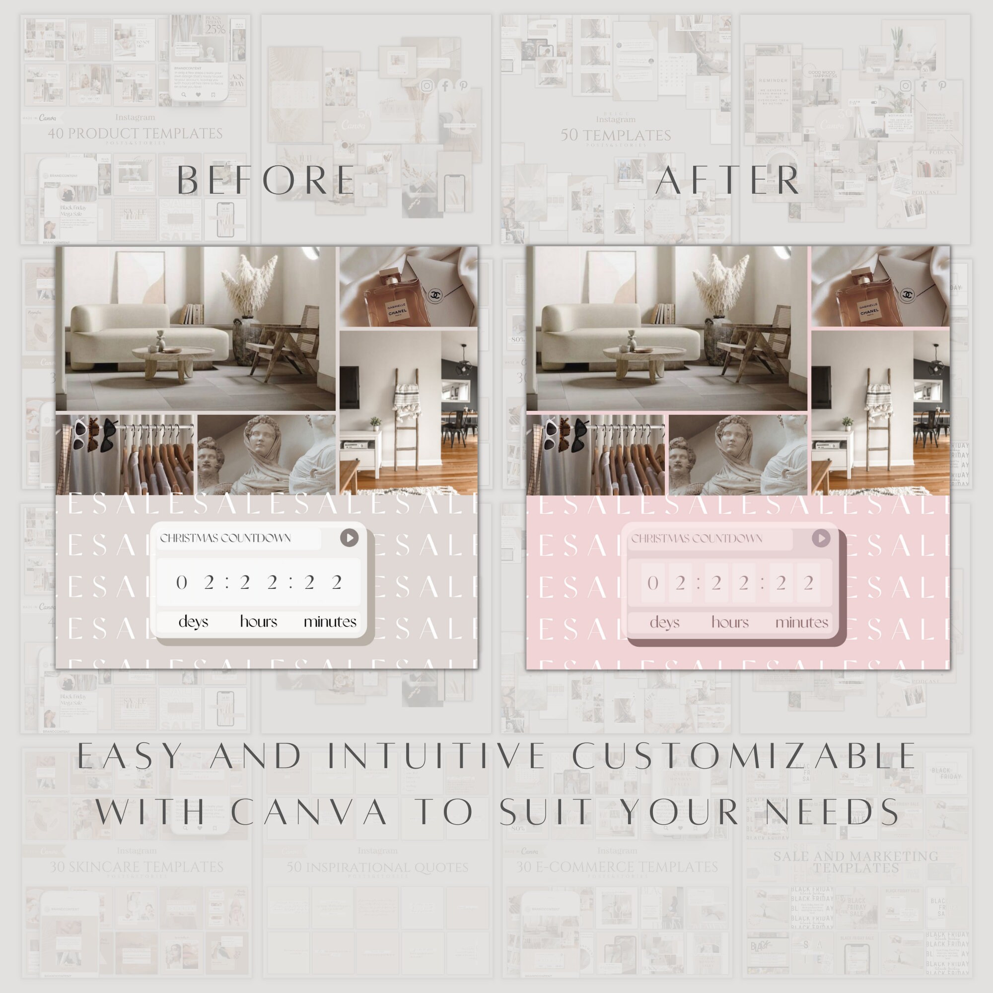 300 Neutral Instagram Post Templates Instagram Mega Bundle - Etsy