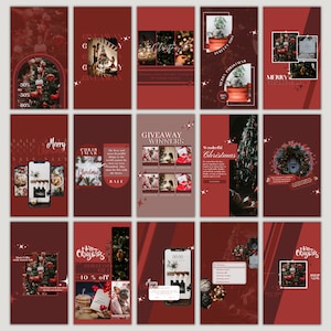 Christmas Instagram Post Story Template L Red Christmas Holiday ...