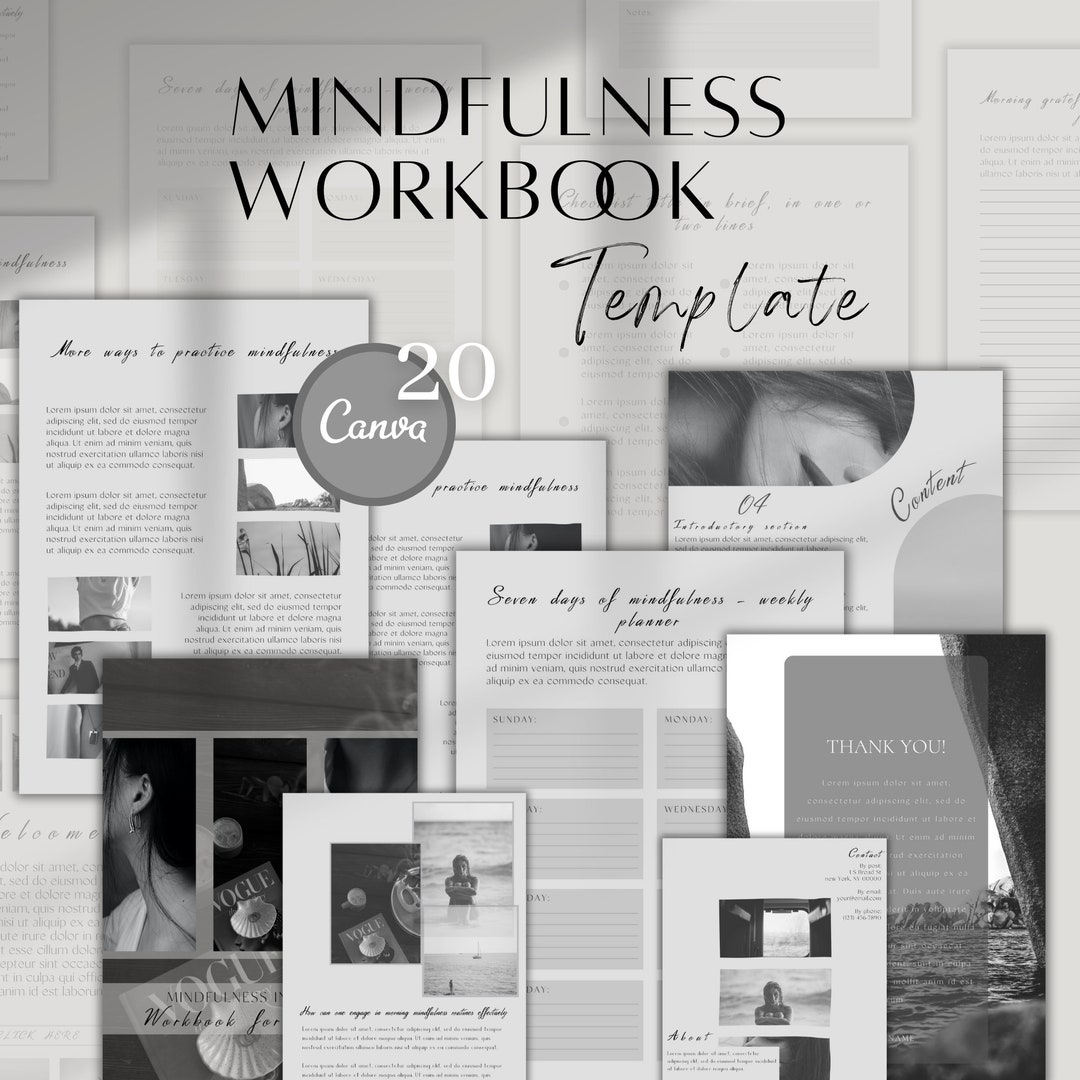 Mindfulness Workbook Template | Canva Mindfulness Journal | Workbook ...