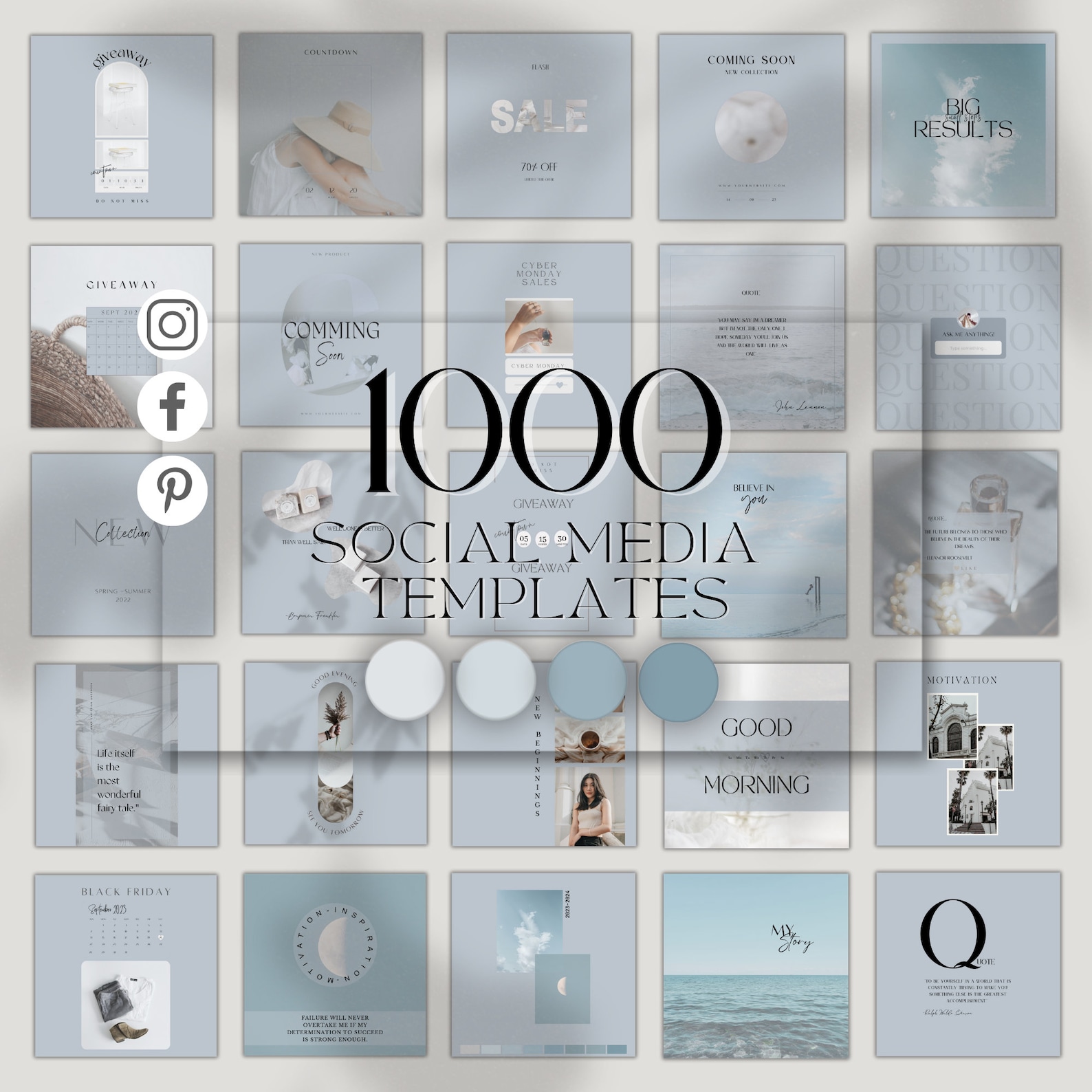 1000 Blue Social Media Templates: Canva Instagram Posts (digital ...