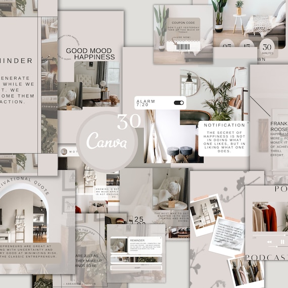 Boho Instagram Canva Templates Neutral Social Media Post and - Etsy