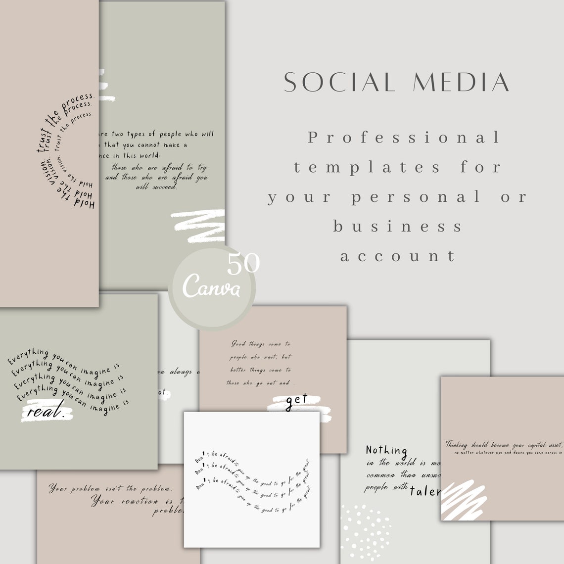 50 Social Media Canva Motivational Quotes Quote Posts for - Etsy