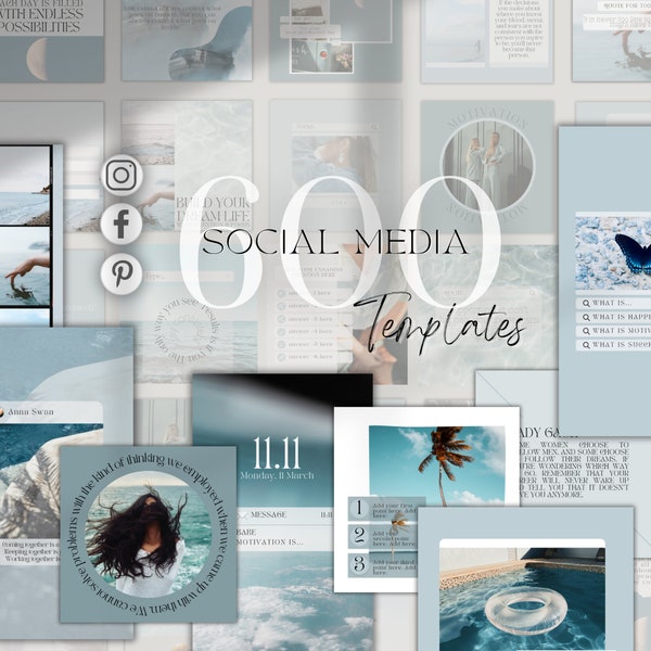 Blue Instagram Template - Etsy
