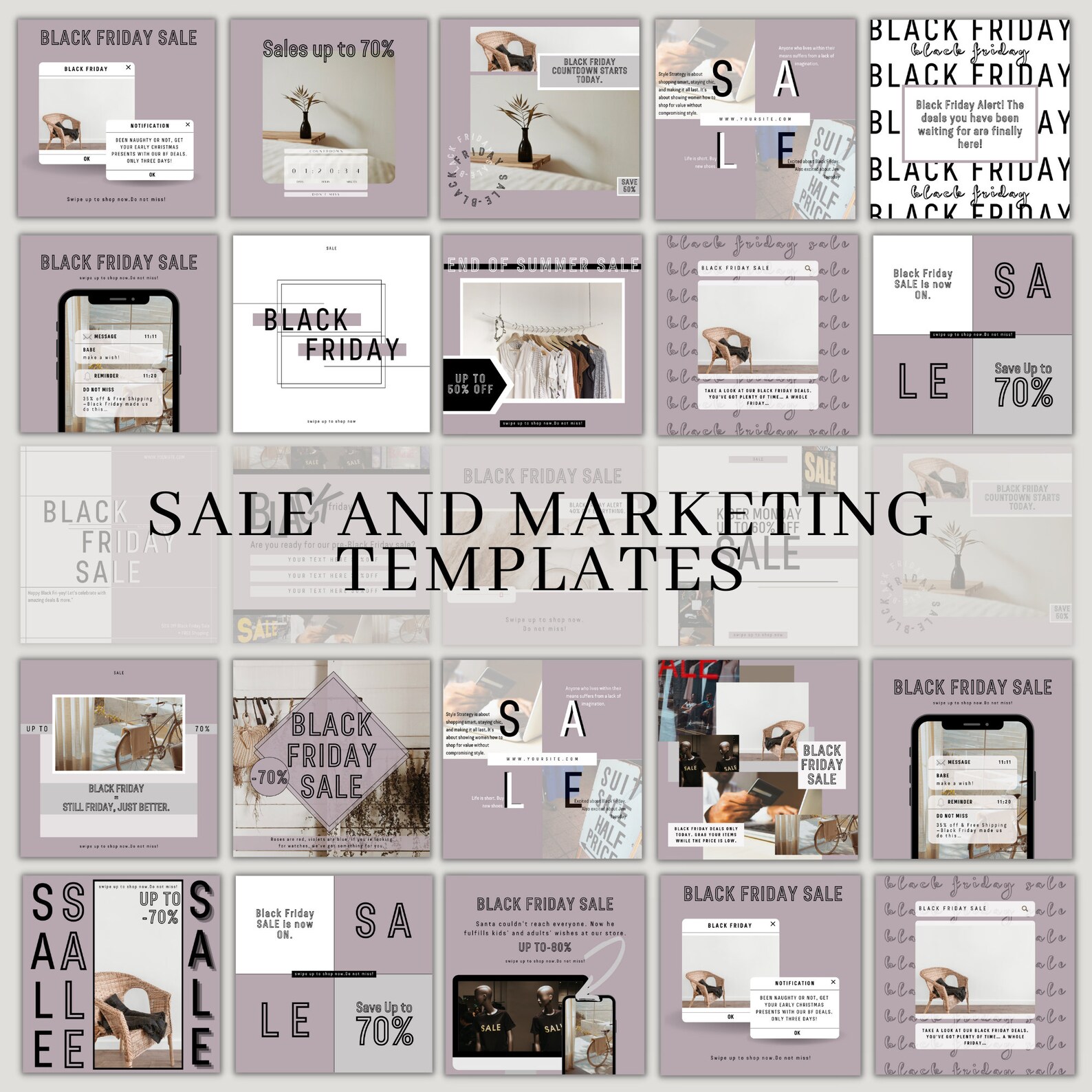 20 Purple Canva Business Template Editable Instagram Sales - Etsy