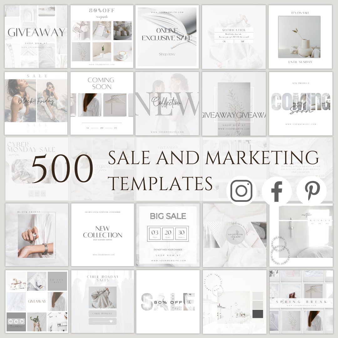 500 Instagram Sales and Marketing Template Canva| Facebook Marketing ...