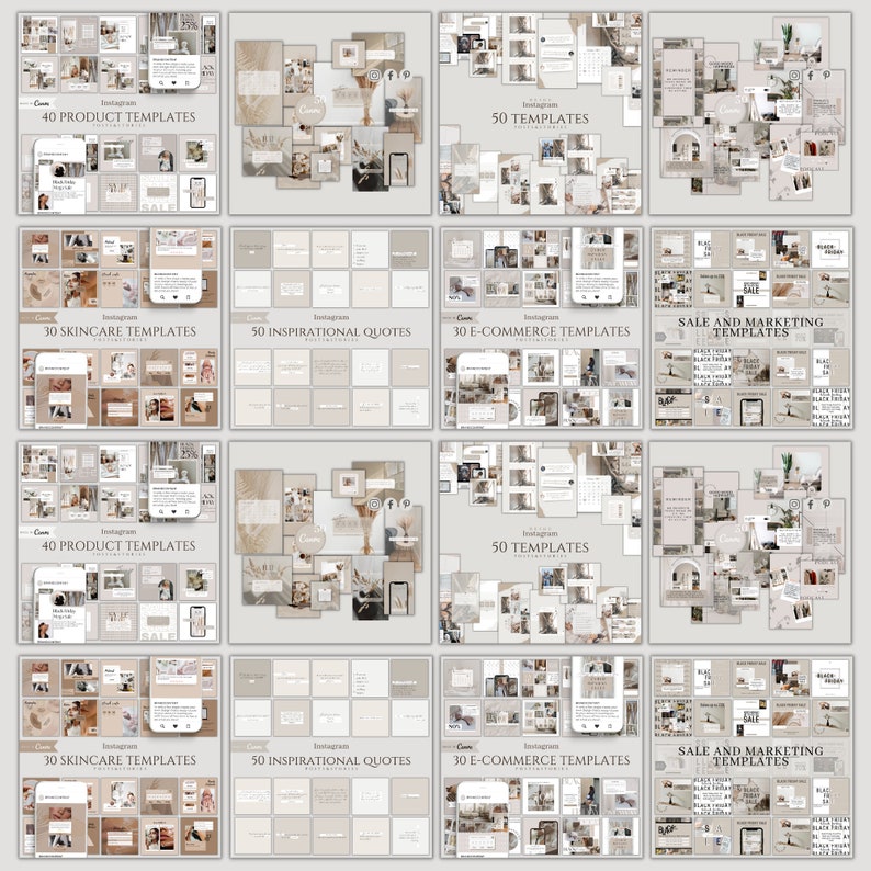 300 Neutral Instagram Post Templates Instagram Mega Bundle - Etsy