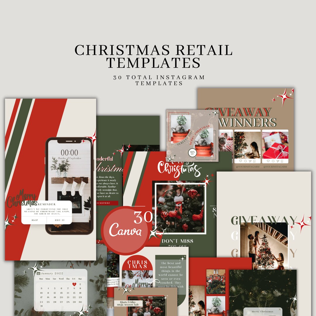 Christmas Instagram Template Canva| Holiday Sale Ecommerce Template ...