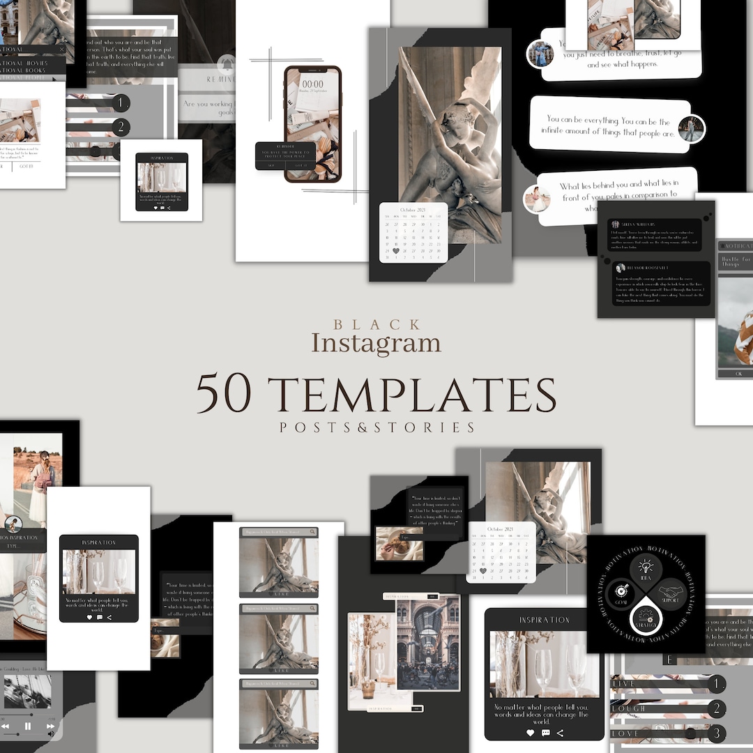 Black and White Instagram Branding Bundle| Instagram Brand Kit ...