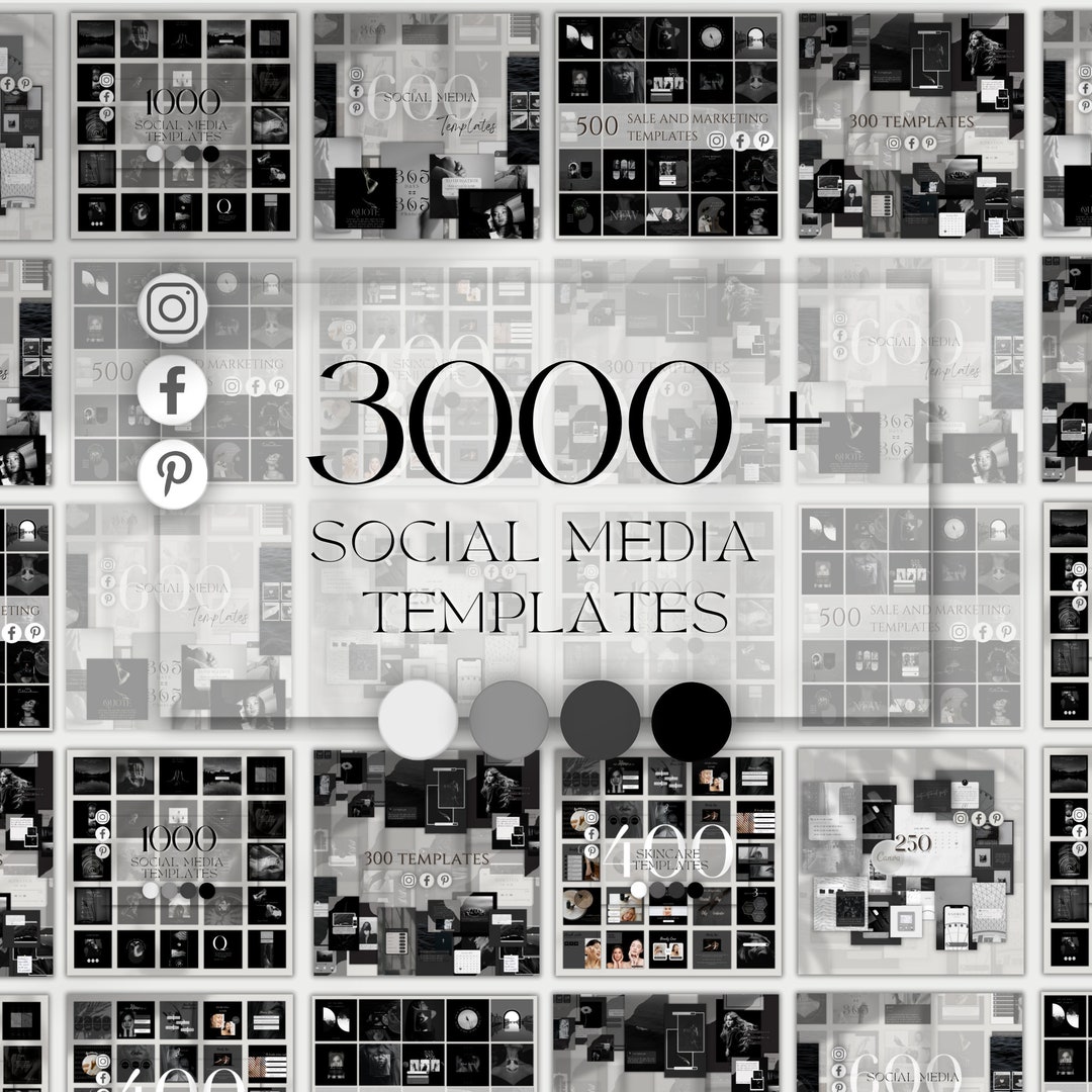 Black Instagram Post Story Canva Social Media Template Bundle Instagram ...