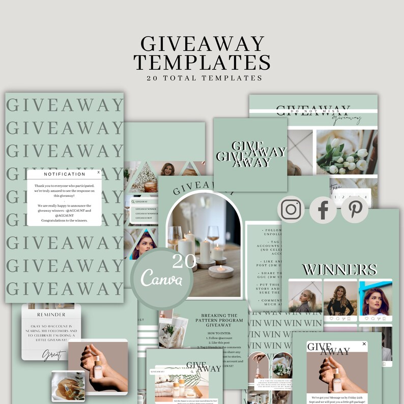 20 Instagram Giveaway Template Giveaway Post Instagram - Etsy