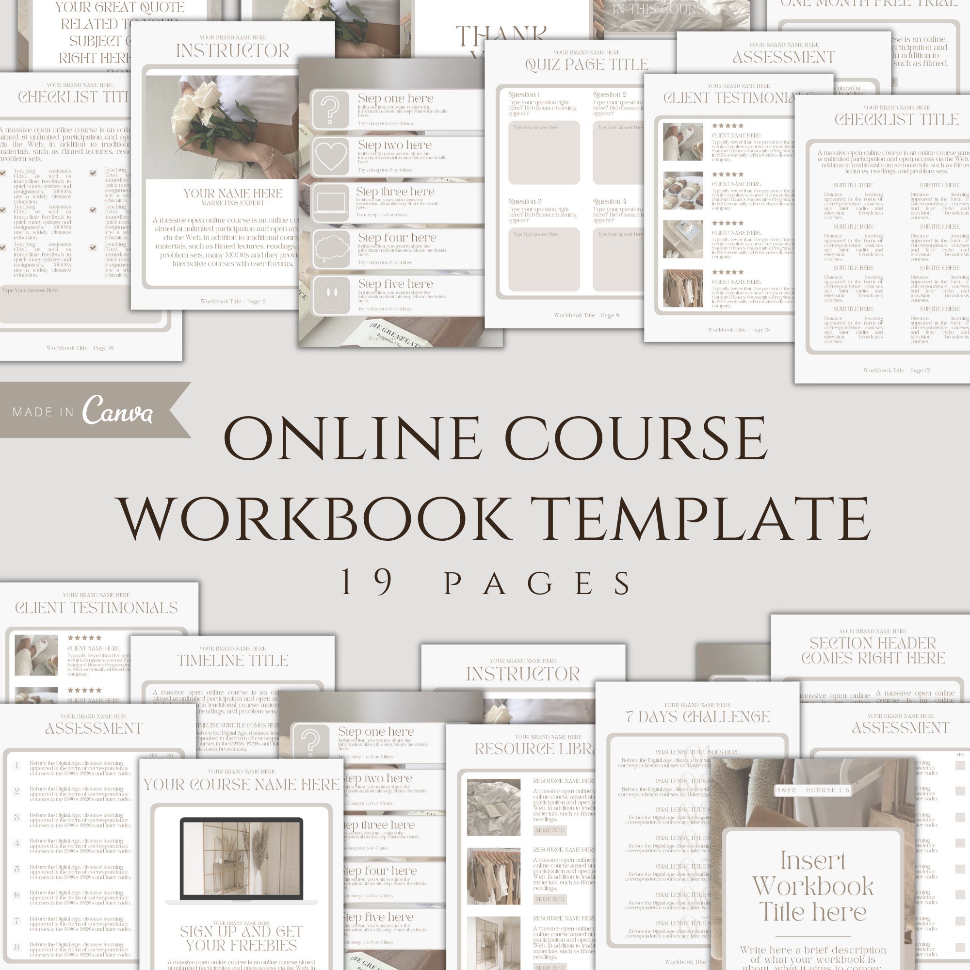 Canva Online Course Workbook Templates Coaching Worksheet - Etsy