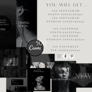 Black Instagram Template Canva | Black Social Meida Marketing Templates ...