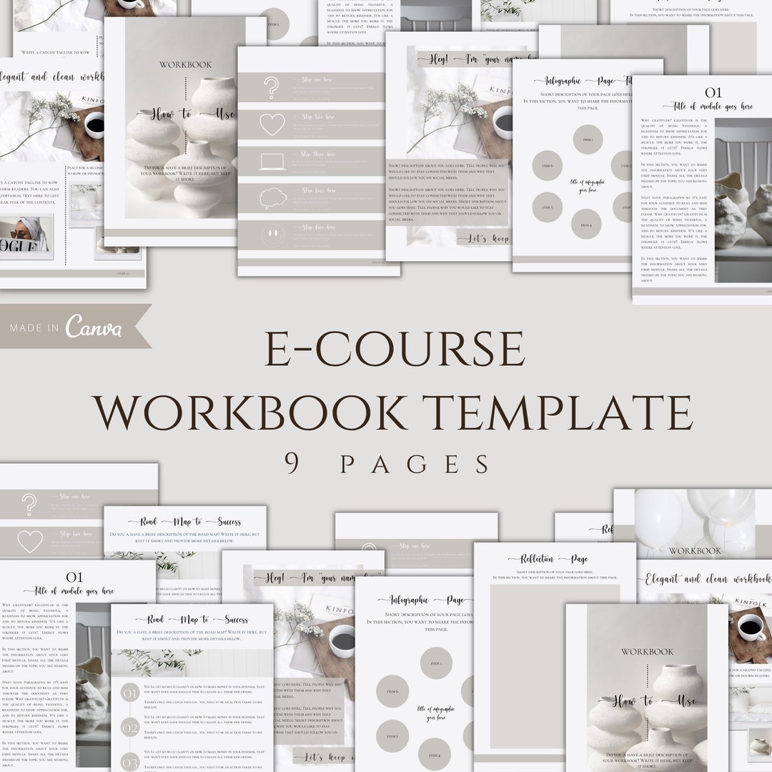 Ecourse Workbook Template Canva Course Templates Simple - Etsy