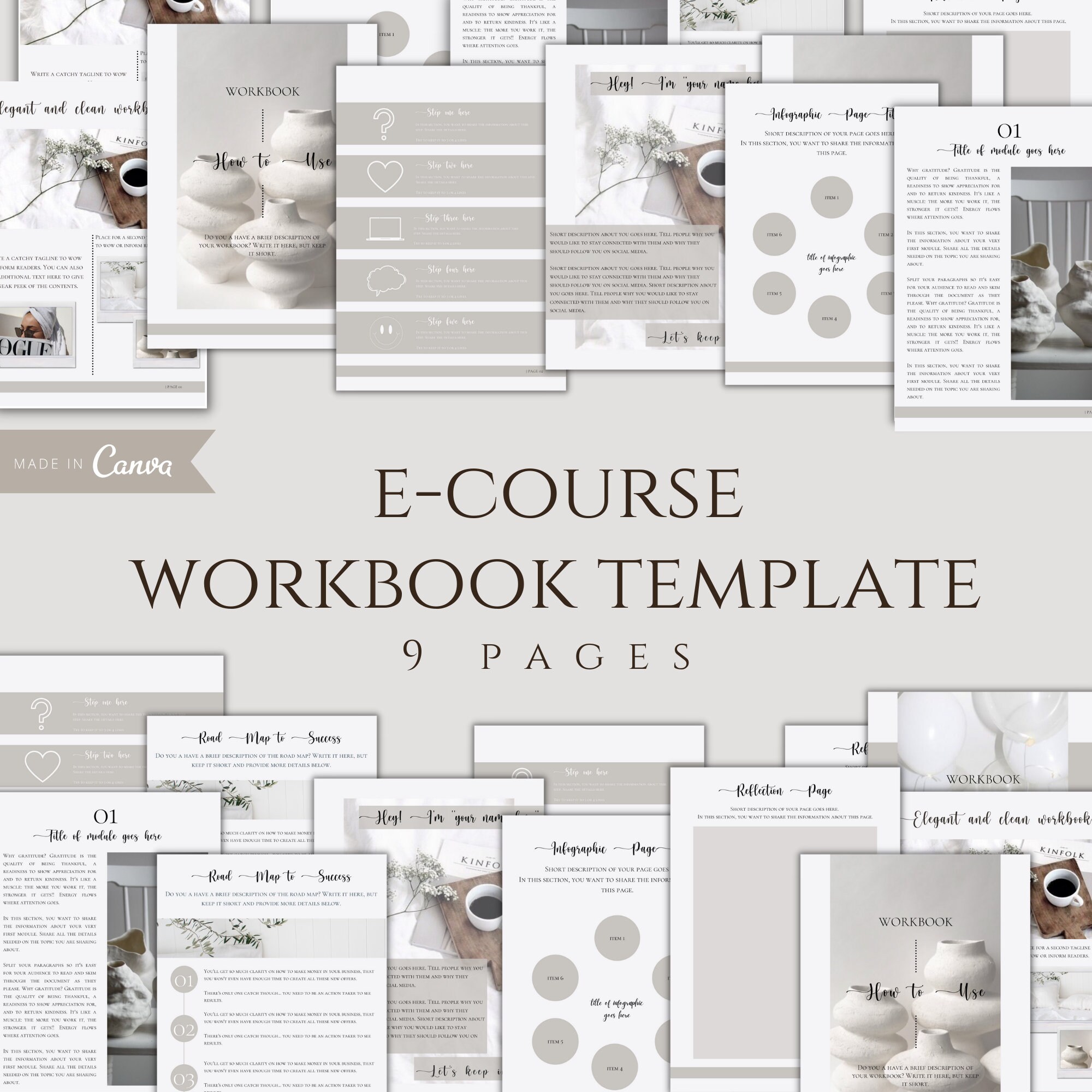 Ecourse Workbook Template Canva Course Templates Simple - Etsy