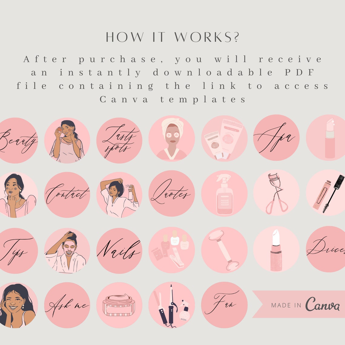 90 Bright Pink Instagram Highlight Icons Girl Skincare - Etsy