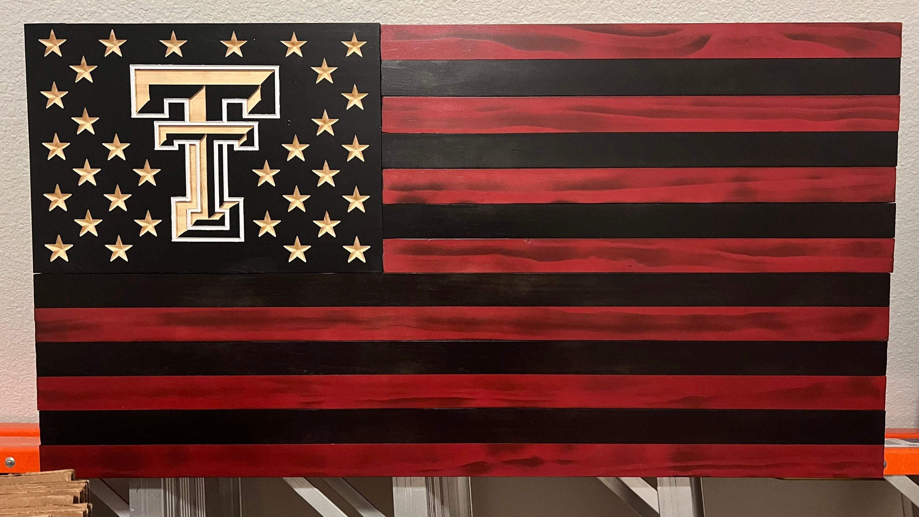 Veteran Made College Football Logo Wooden Flag 19.5 X 37 - Etsy