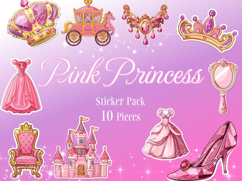 10 Pack Pink Princess Stickers - Etsy