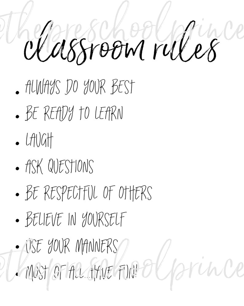 Classroom Rules Printable Sign Farmhouse Classroom Decor - Etsy