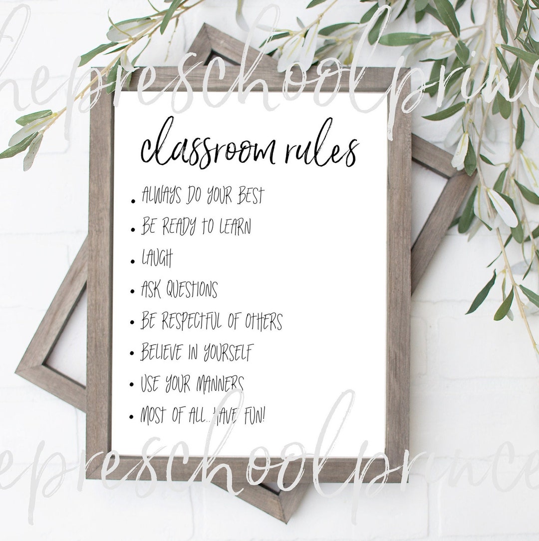 Classroom Rules Printable Sign Farmhouse Classroom Decor - Etsy