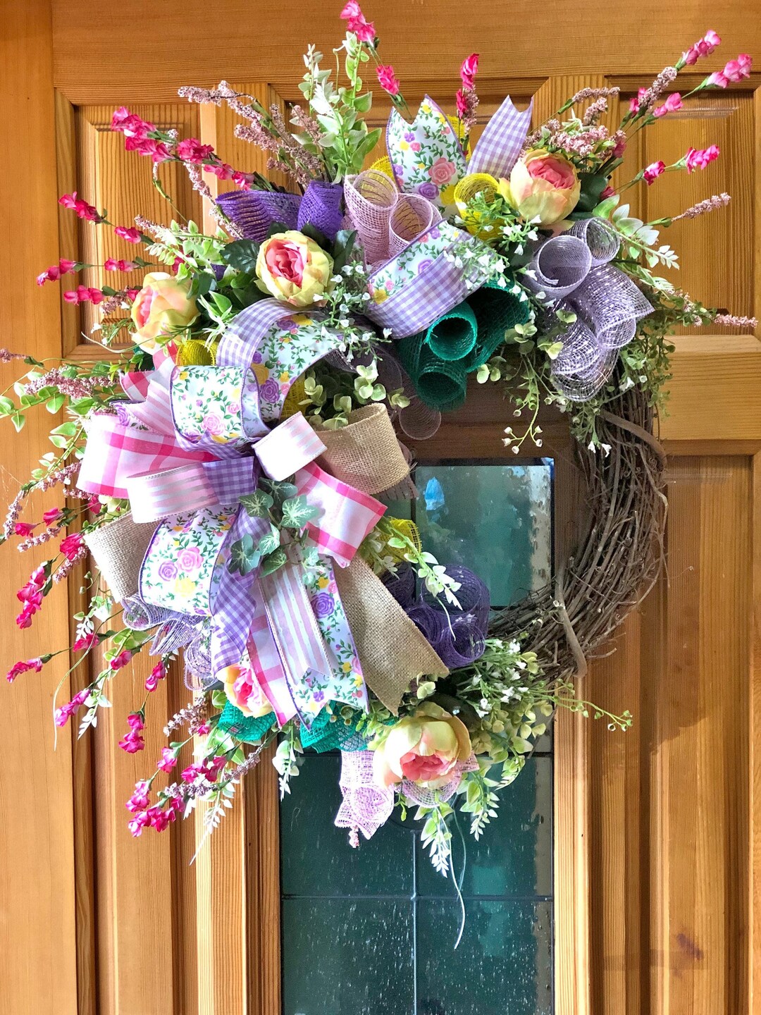 Spring Floral Grapevine Wreath, Floral Grapevine, Spring Wall Decor ...