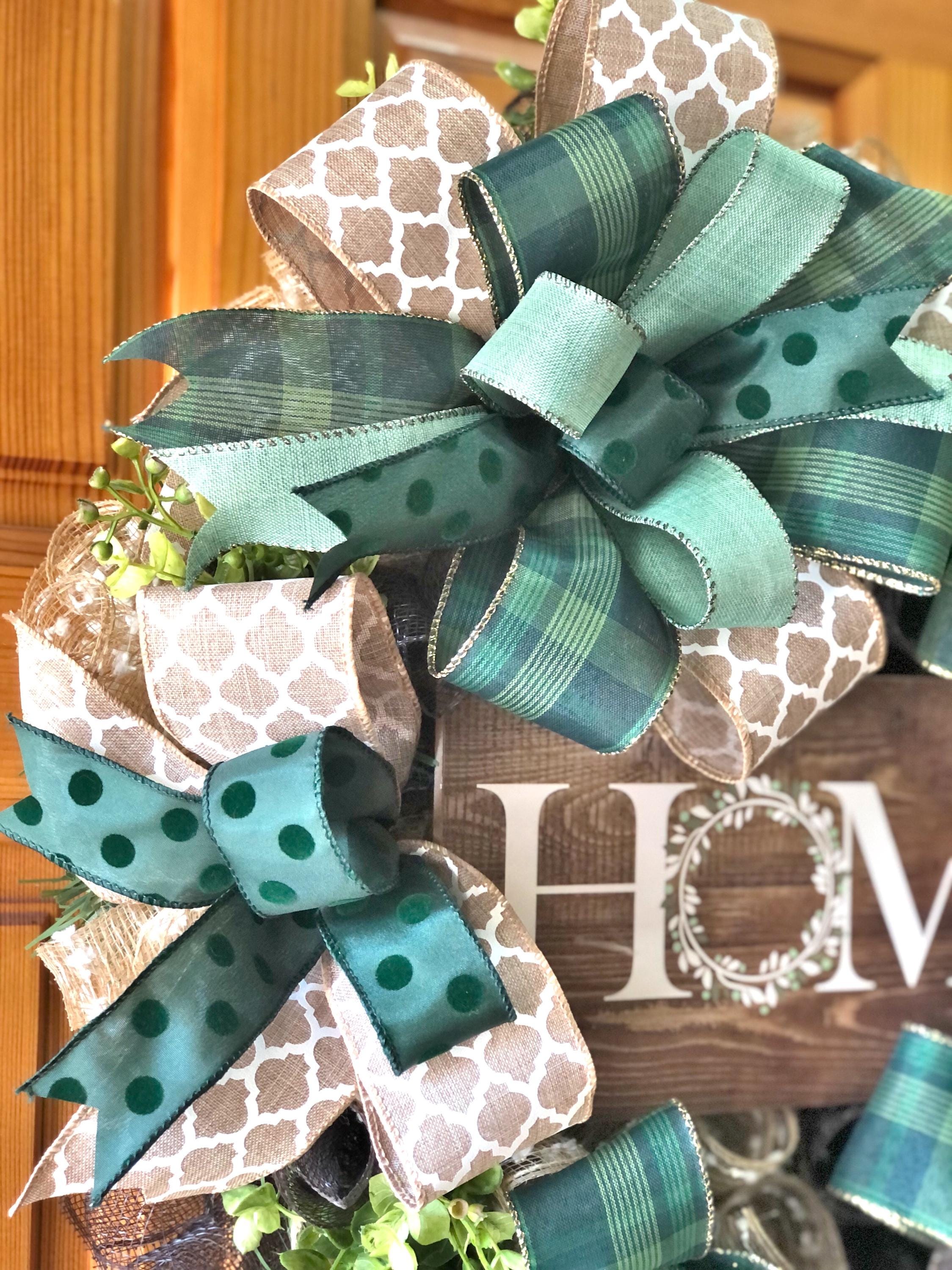 A Rustic Teal & Green Home Wreath - Handmade Floral Decor With Plaid ...