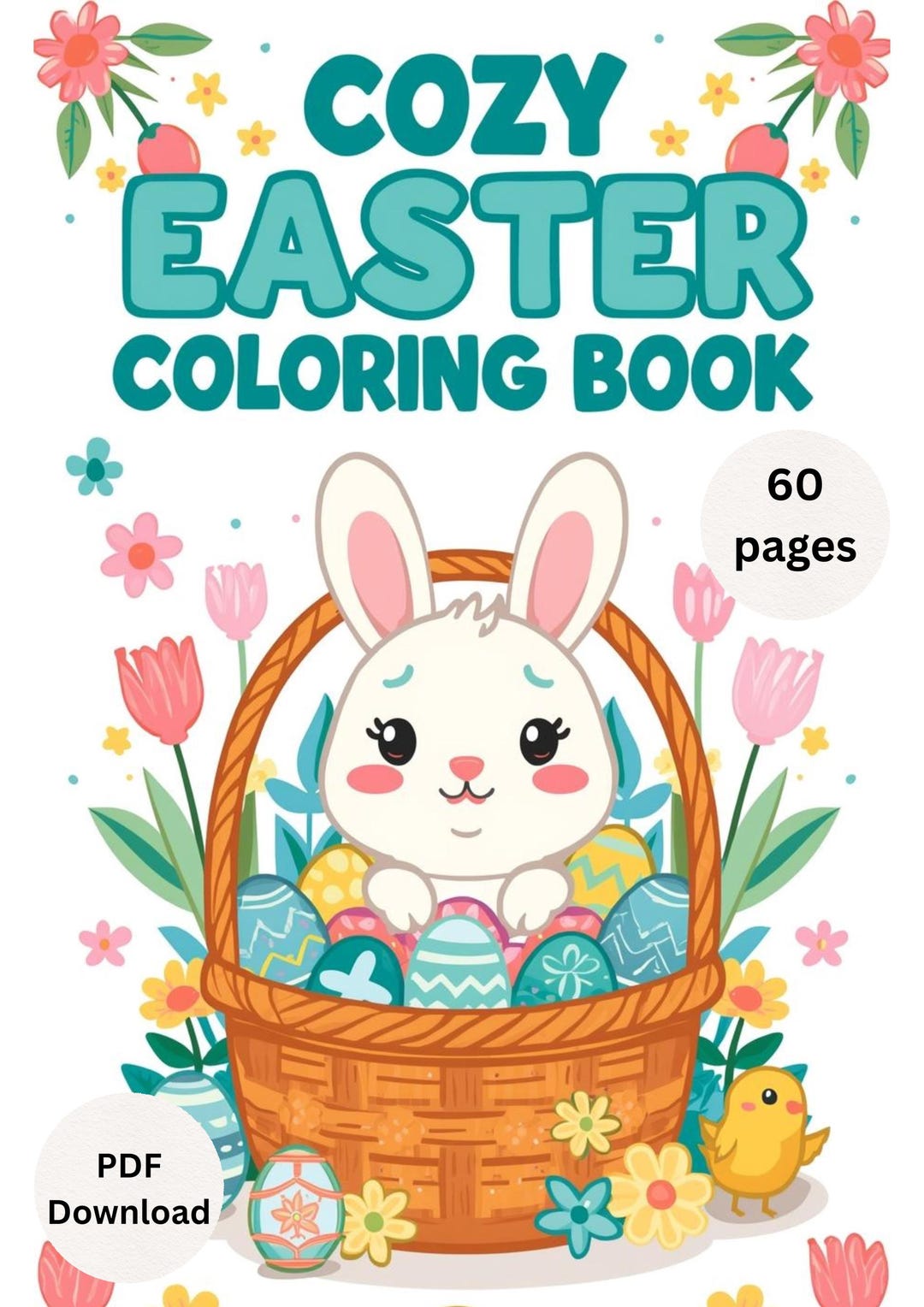 Cozy Easter Coloring Book | 60 Bold Pages for Kids Adults (digital ...