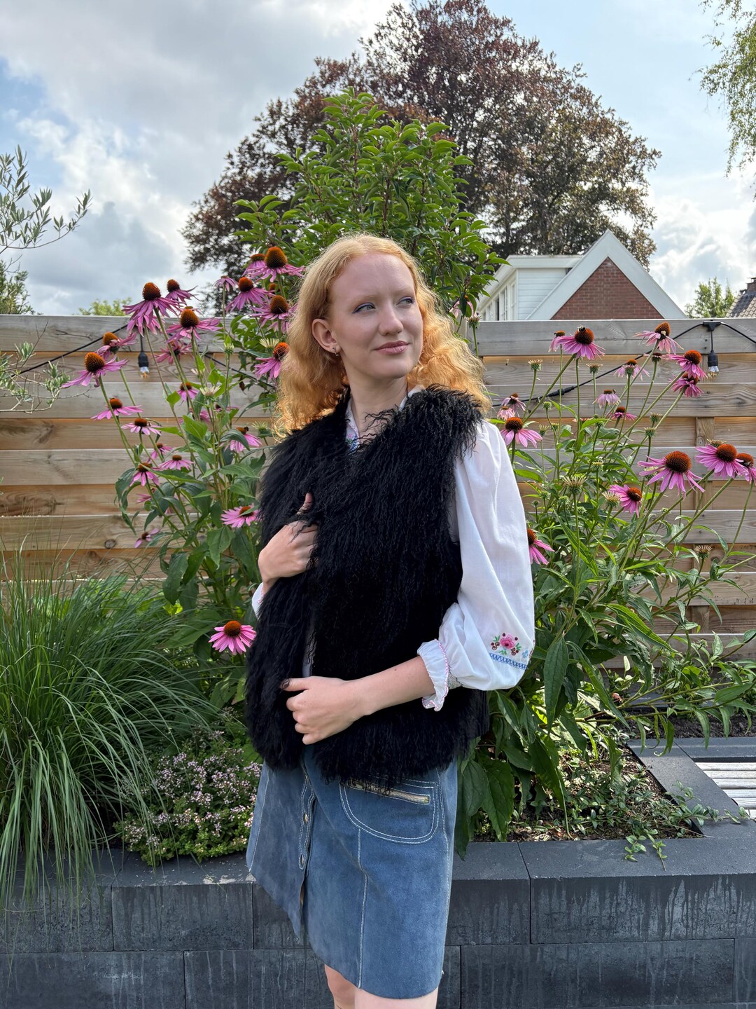 Penny Lane Mongolian Lamb Fur Vest, Black Mongolian Sheep Waistcoat ...