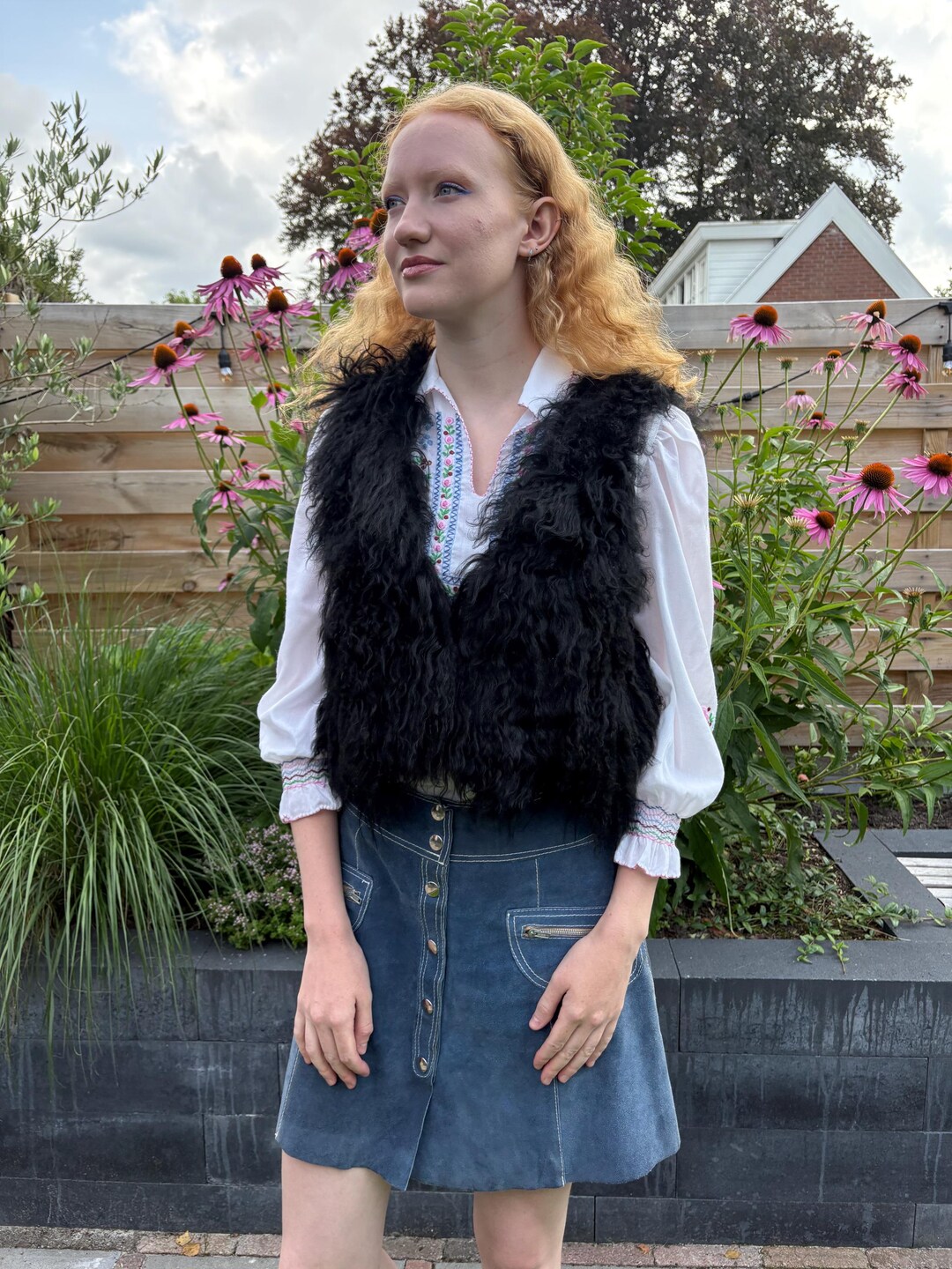Penny Lane Mongolian Lamb Fur Vest, Black Mongolian Sheep Waistcoat ...