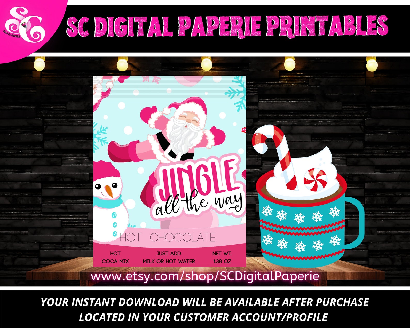 Santa Hot Cocoa, Winter Favors, Stocking Stuffers and Party Favors ...