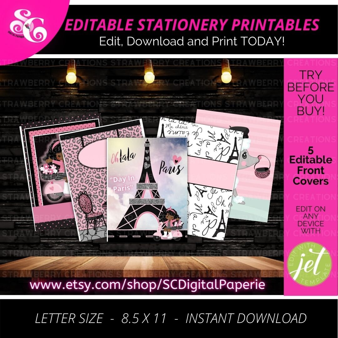 Dayinparis, Editable Notebook Binder Covers, Back to School ...