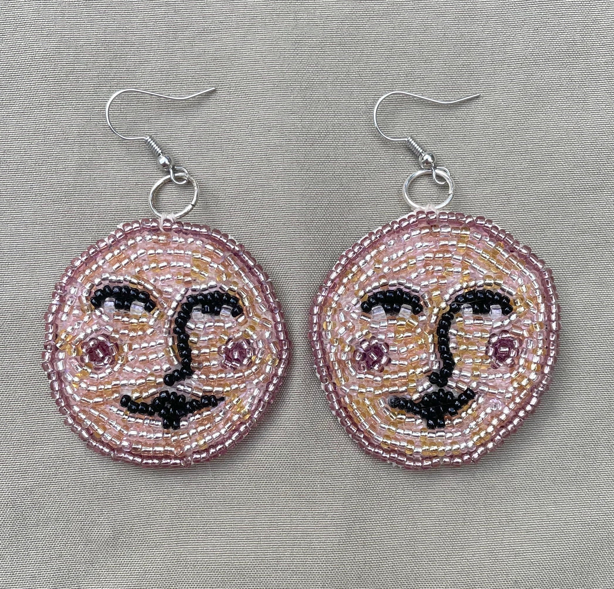 Hand-embroidered and Beaded Earrings - Etsy