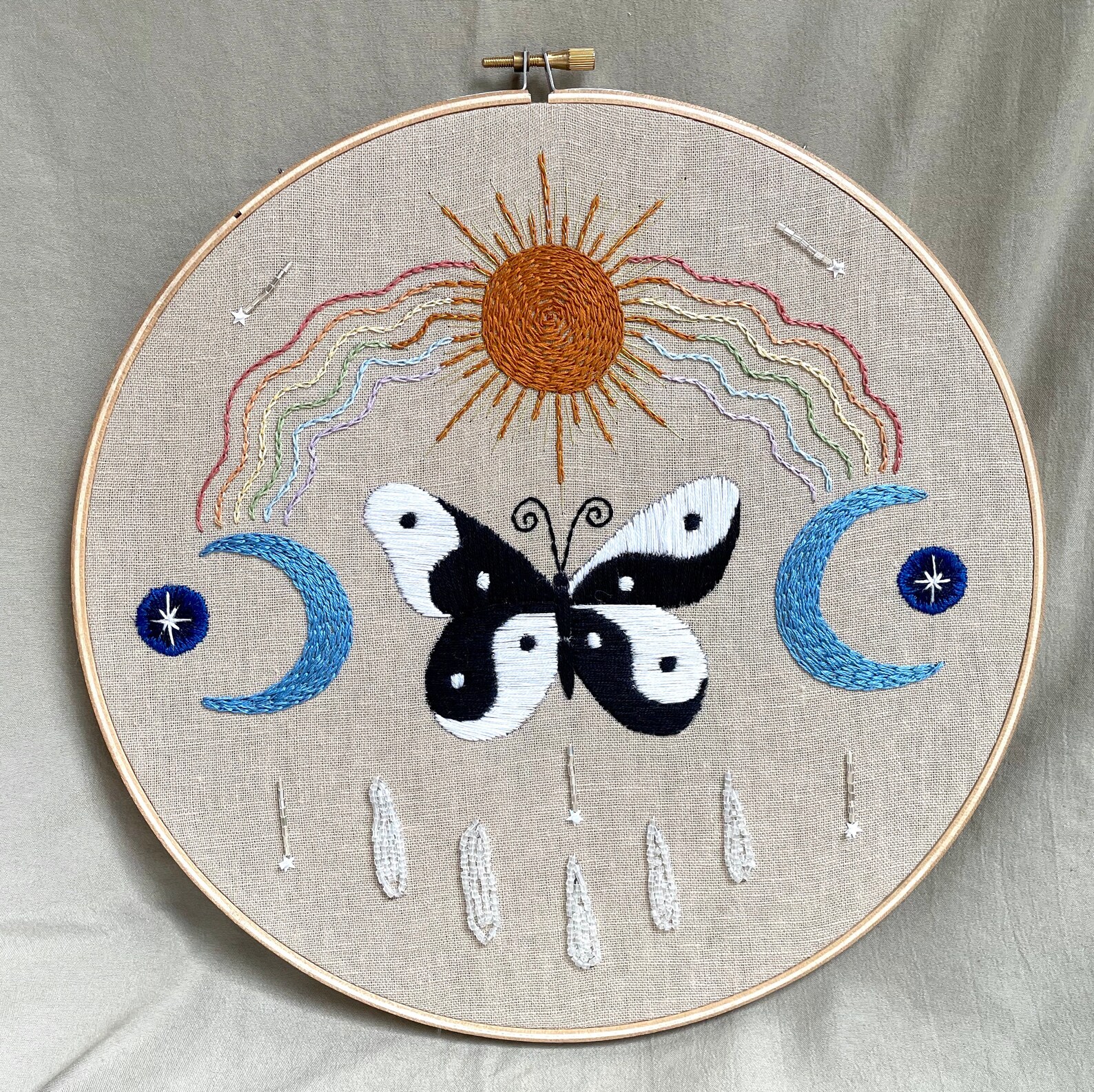 Ying Yang Butterfly Embroidery - Etsy