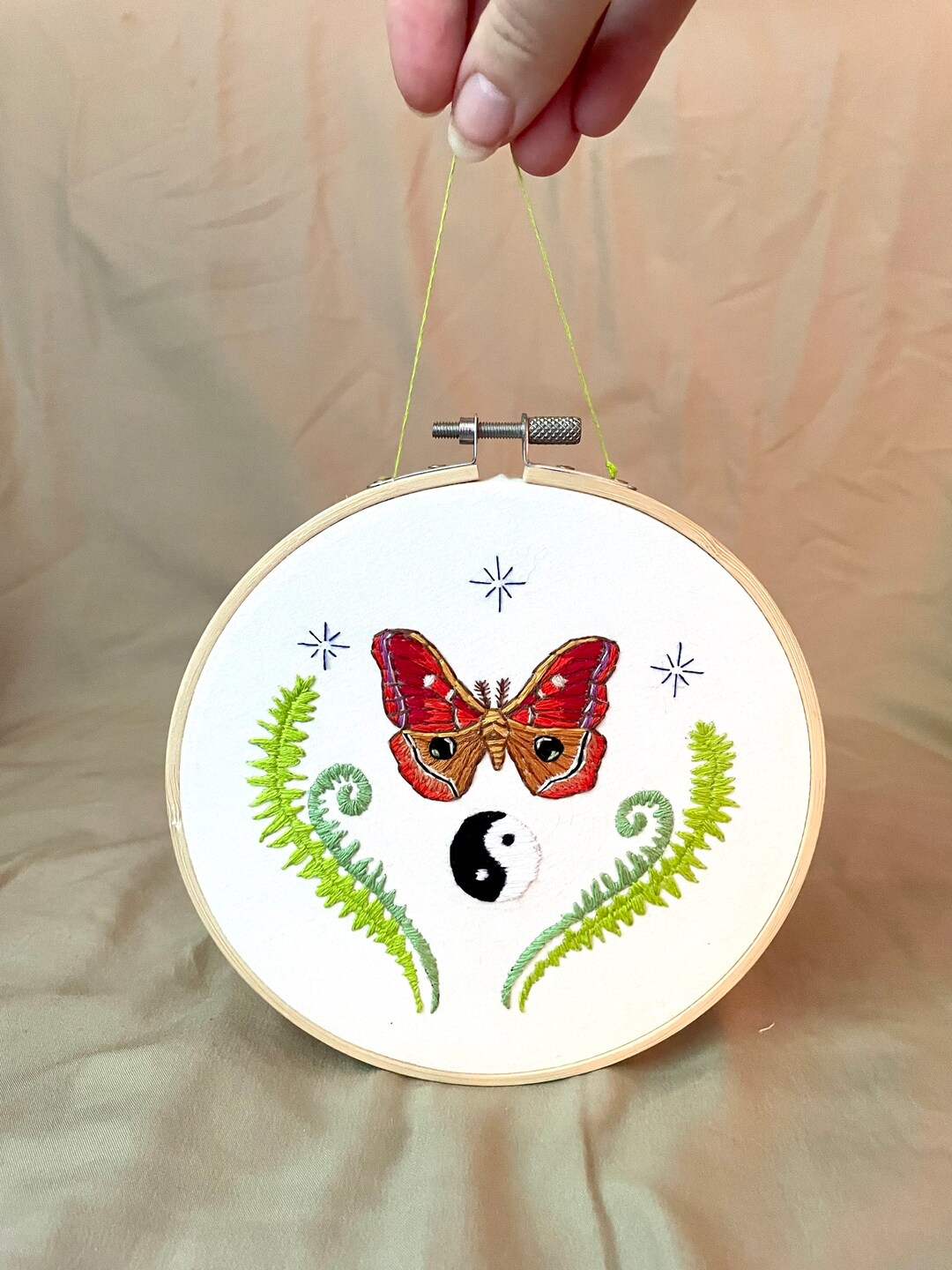 Moth Yin Yang Embroidery - Etsy